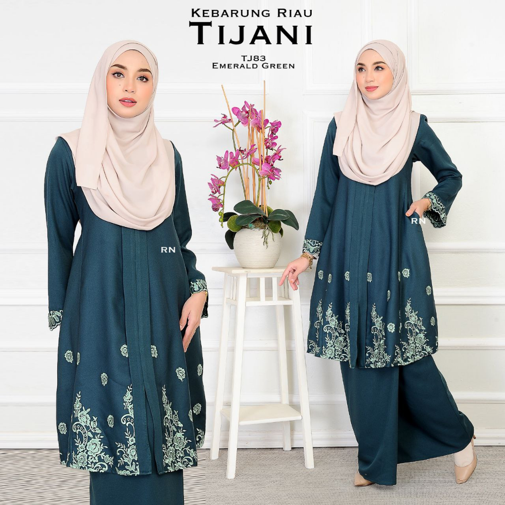 Baju Kebarung Kebaya Riau Sulam Labuh Longgar Plus Size Moden Muslimah ...
