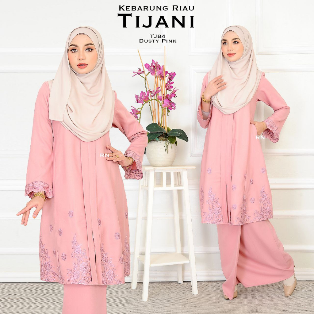 Baju Kebarung Kebaya Riau Sulam Labuh Longgar Plus Size Moden Muslimah ...