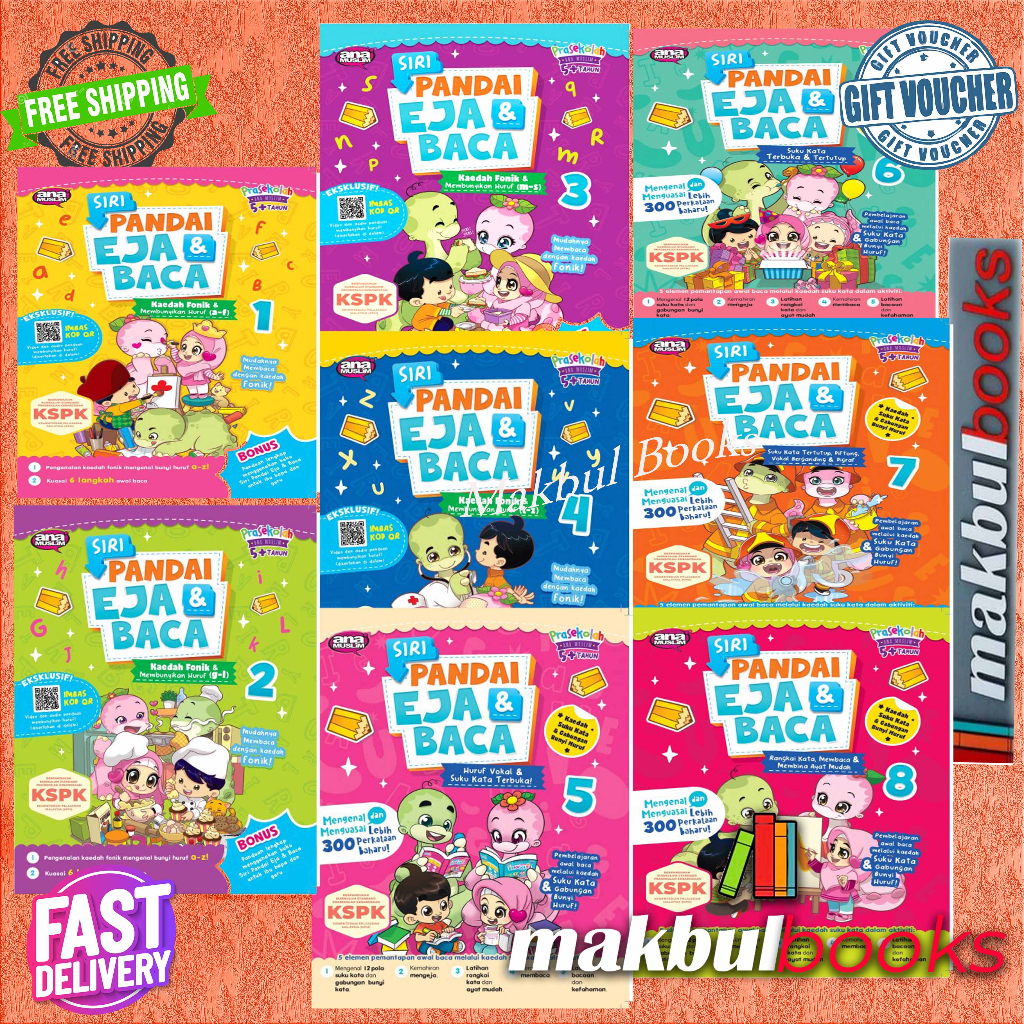 ANA MUSLIM: SIRI PANDAI EJA & BACA BOOK 1 TO 8 ~ PRASEKOLAH 5+ TAHUN ...