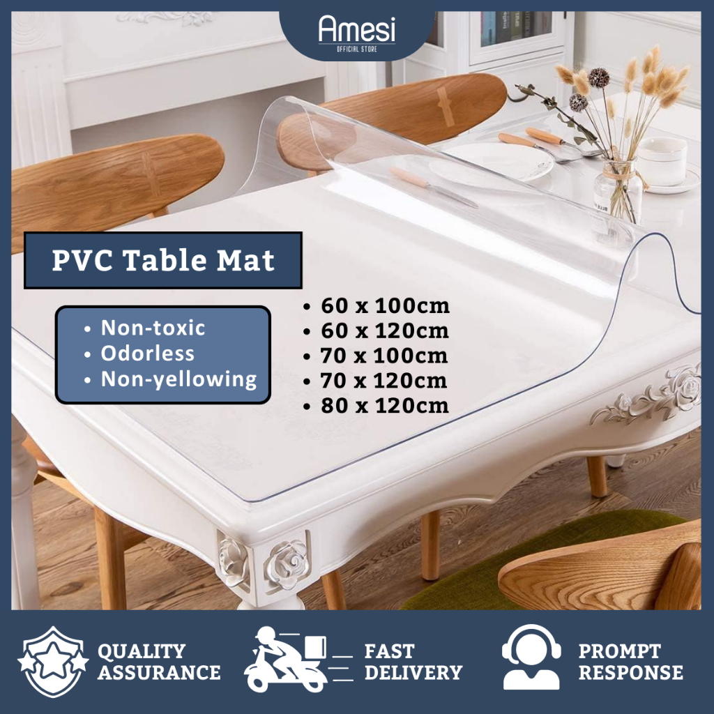 PVC Table Mat Cover Water proof Transparent Plastic Alas Meja Makan ...