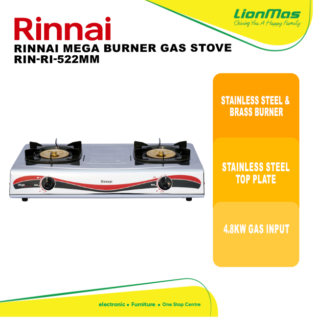 RINNAI BURNER GAS STOVE RIN-RI-602HTB/RIN-RI-522SC/RIN-RI-522MM ...