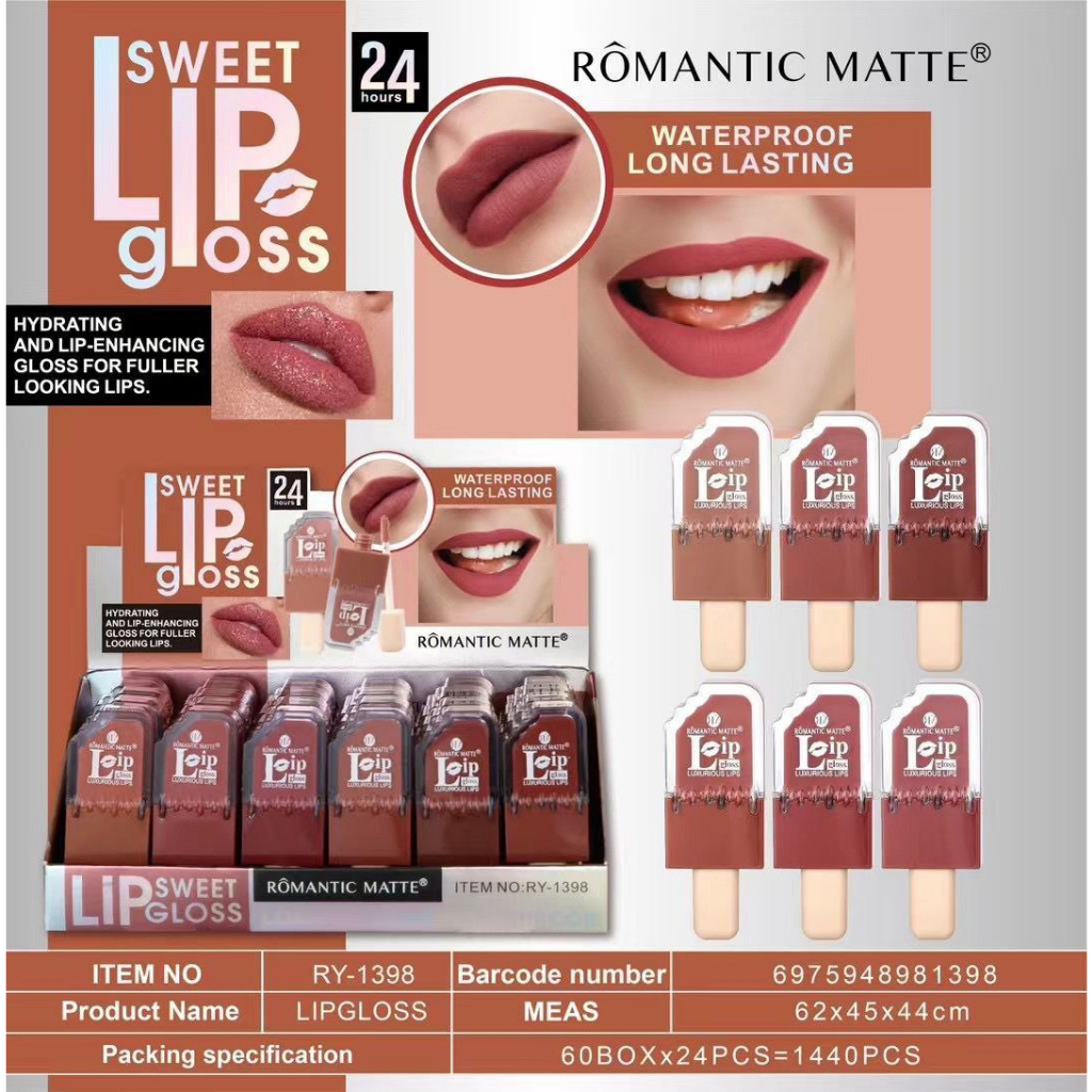 ROMANTIC MATTE SWEET LIP GLOSS 1BOX/24PCS | Shopee Malaysia