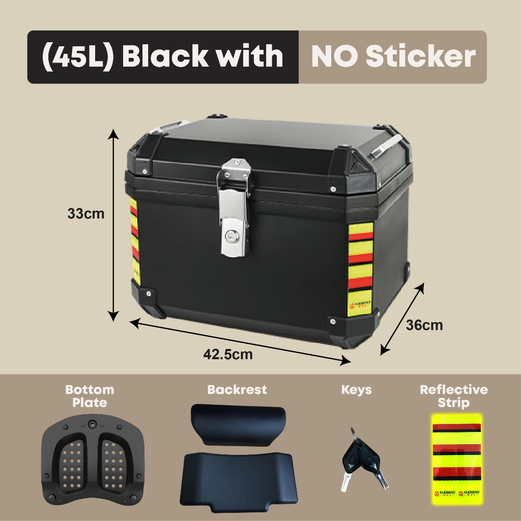 Motorcycle Box 45L Motor Helmet Box Waterproof Rack ABS Aluminum Style ...