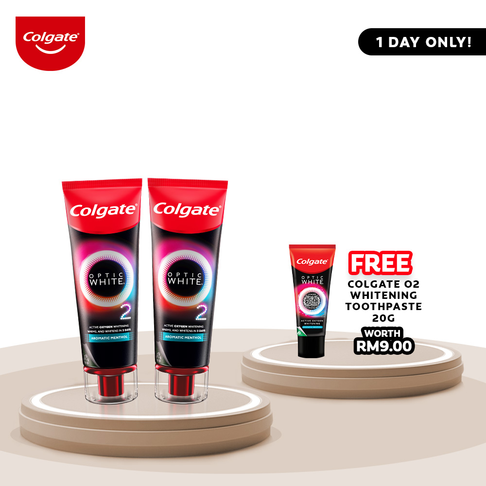[Bundle of 2] Colgate Optic White O2 85g (Free Optic White O2 Whitening ...