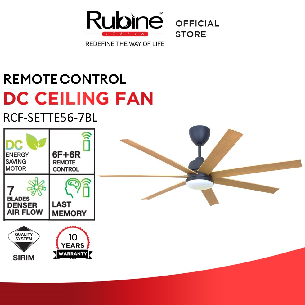 Rubine SETTE Series Remote Control DC Ceiling Fan / 56 Inch / 7 Blades | Shopee Malaysia