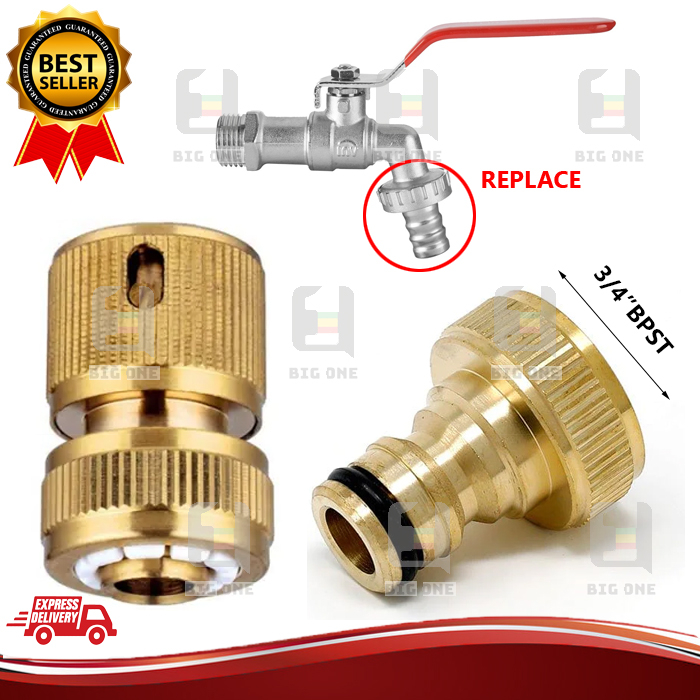 3/4" BRASS TAP ADAPTOR AND HOSE CONNECTOR KIT SET FOR GARDENING BIB TAP ...