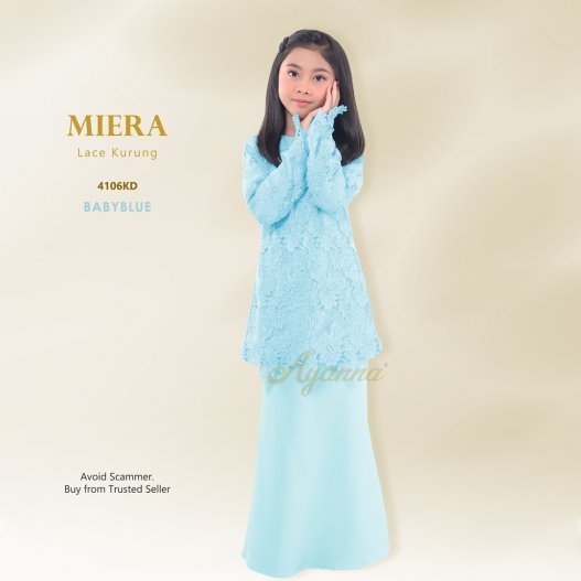 Tema Baby Blue Baju Kurung Budak Perempuan Kids Plain Lace Muslimah ...
