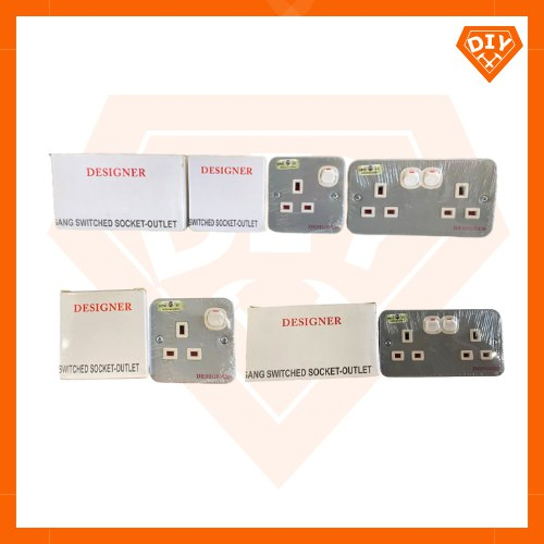 SuperDIY 1Gang / 2Gang Switched Socket-Outlet Metal Socket Switch ...