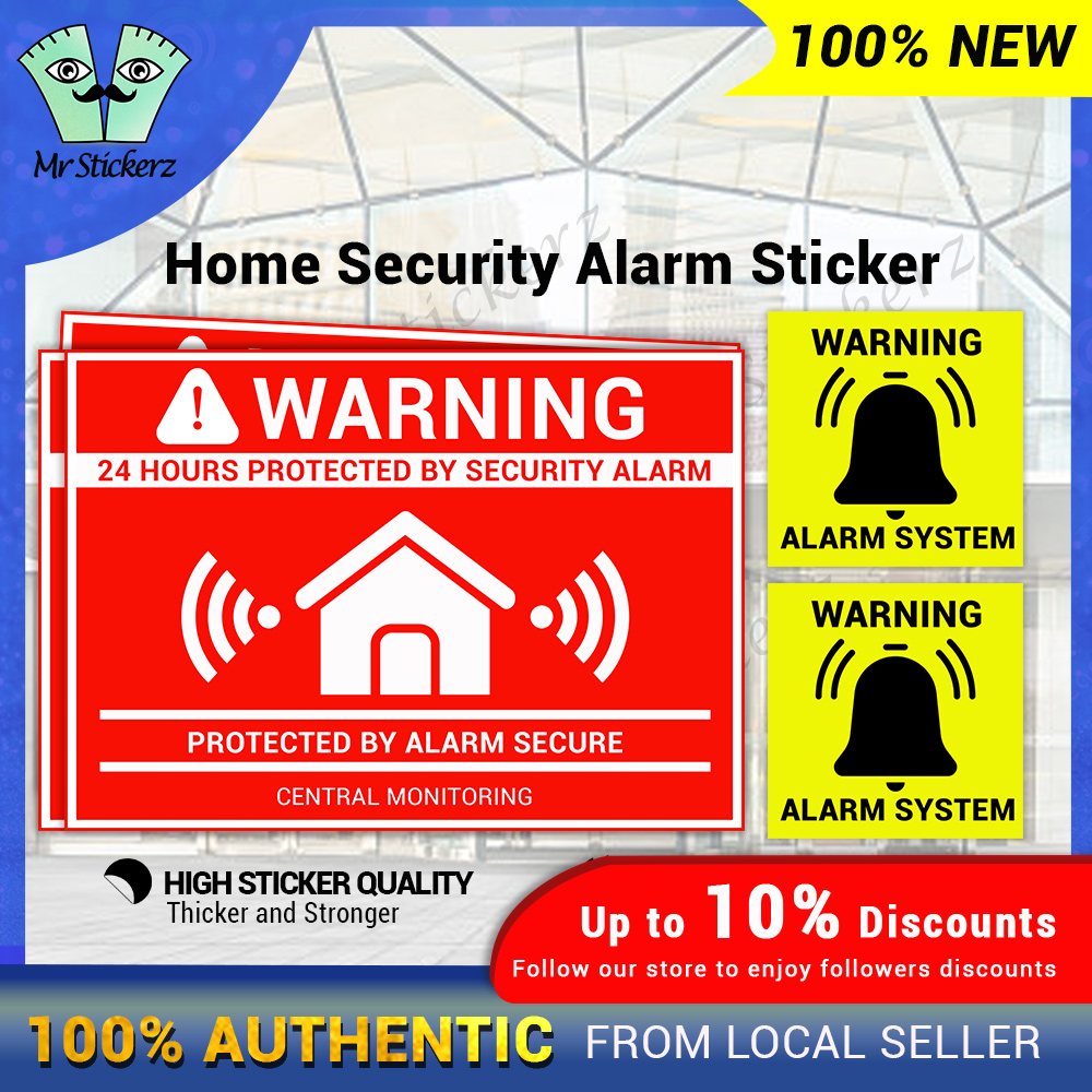 Home Security Alarm Sign Sticker Alarm System | House Security Use ...