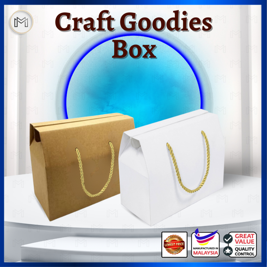 Kraft Board Gift Box With String Handle / Craft Paper Packaging Box ...