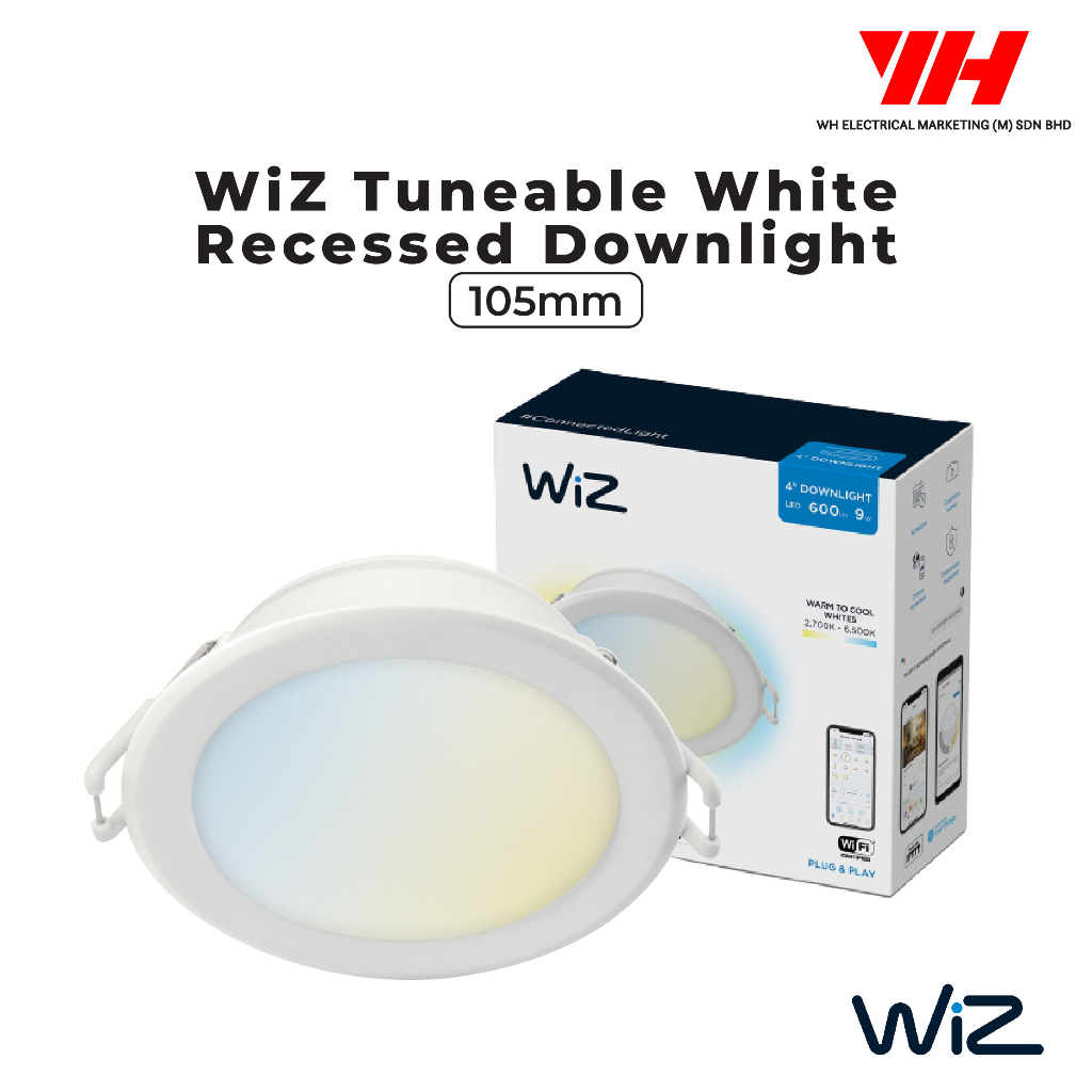 Philips WiZ LED 4-inch Smart Lighting Tuneable White Downlight (9W 2700-6500 K) | Shopee Malaysia