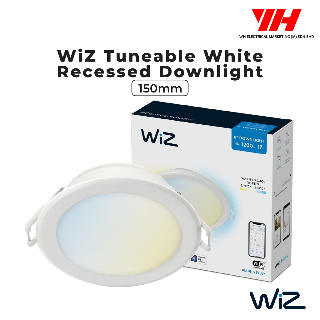 Philips WiZ LED 6-inch Smart Lighting Tunable White Downlight (17W 2700-6500 K) | Shopee Malaysia