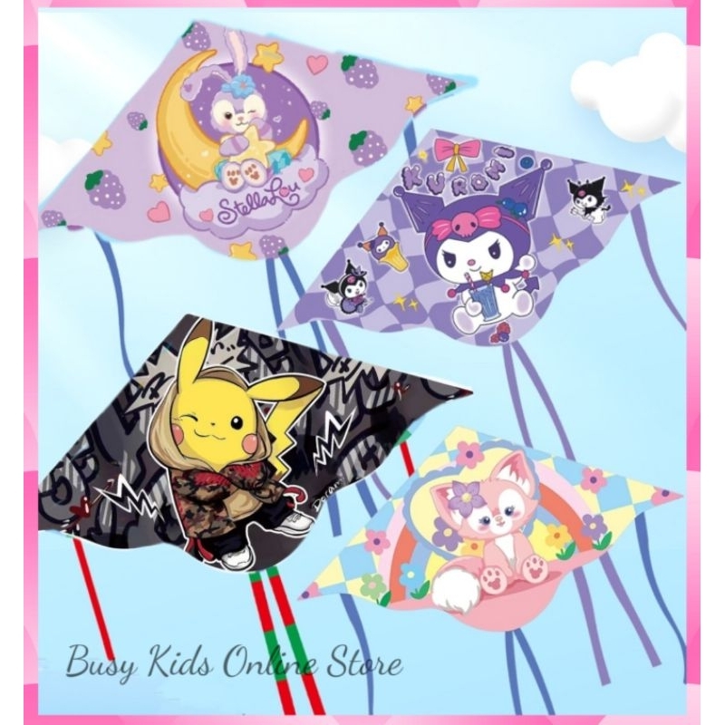 🪁Busy Kids🪁Kite/layang-layang/Kuromi Pikachu Ultraman Capybara Elsa ...