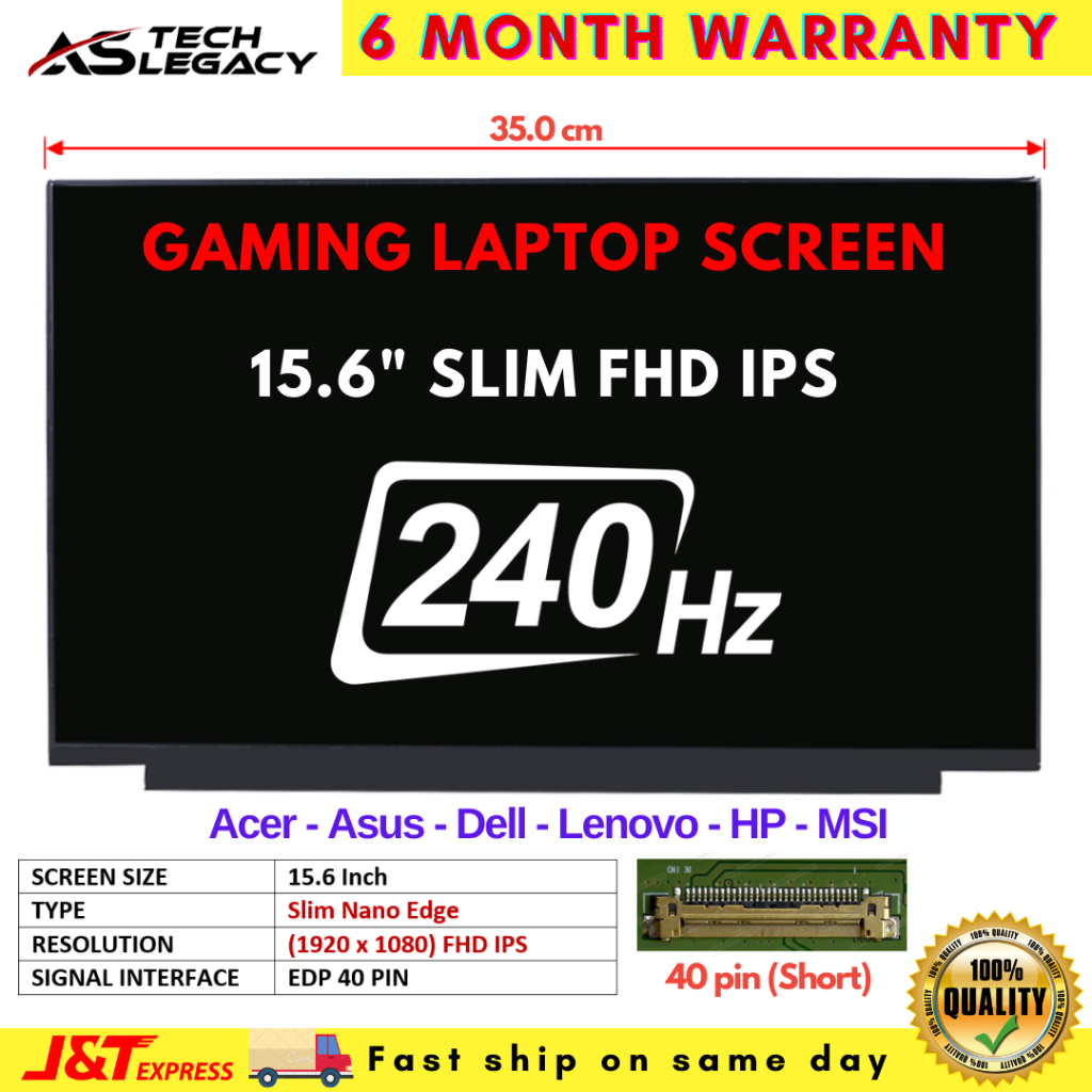 15.6 NANO 240HZ 40PINS FHD IPS LQ156M1JW03 NE156FHM-NZ1 LQ156M1JW16 LQ156M1JW03 LQ156M1JW09 ...