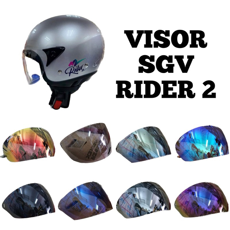 VISOR SGV RIDER 2 HELMET CERMIN SGV RIDER2 siang malam gold blue crystal fire orange smoke ...