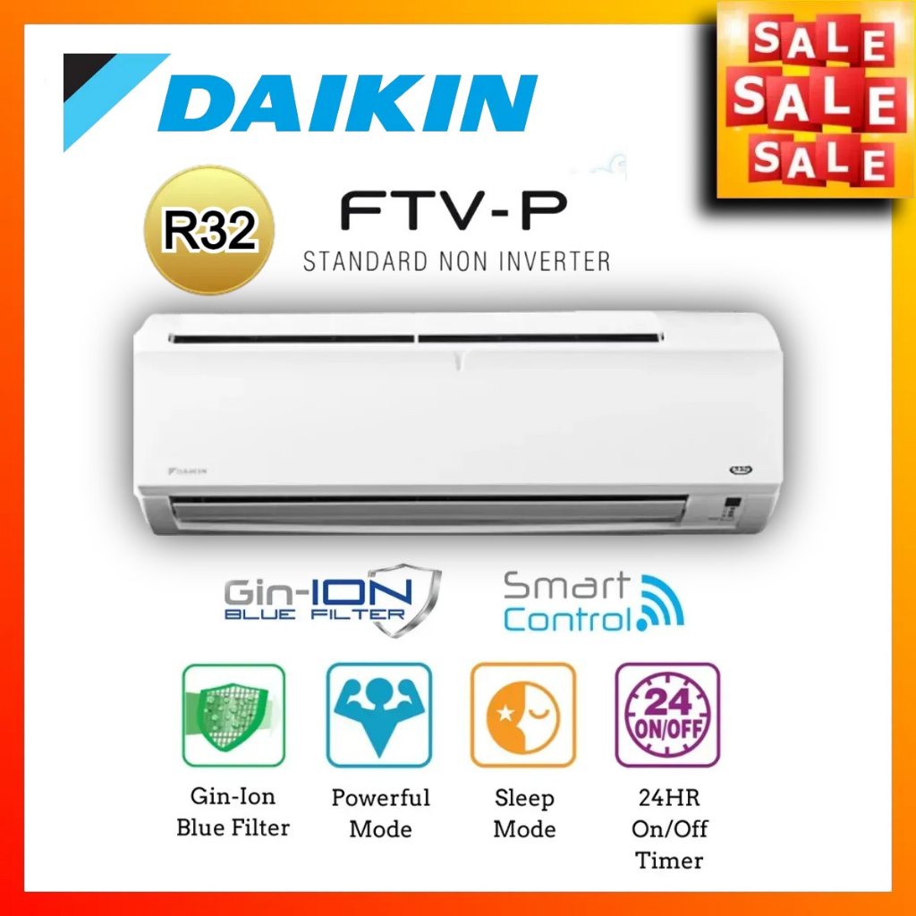 DAIKIN 1HP / 1.5HP / 2HP / 2.5HP / 3HP Non Inverter Air Conditioner (FTV FTKE R32) Aircond ...