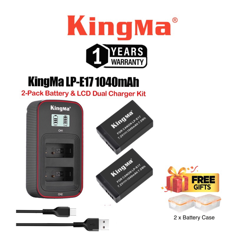 Kingma LP-E17 LCD dual charger + 2 Battery original (1 years warranty ...