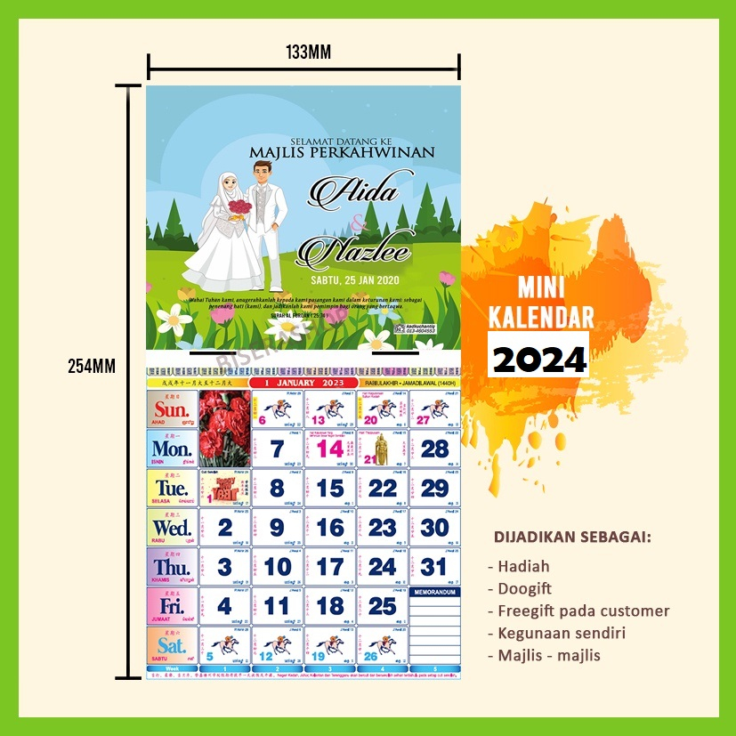 MINI KALENDAR 2024/ DOORGIFT CALENDAR / FREEGIFT CALENDAR / CUSTOM ...