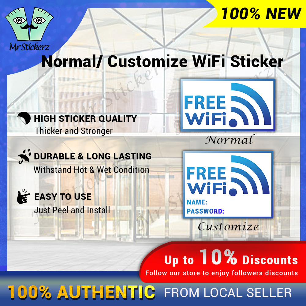 Free Wifi Sign Sticker High Sticker Quality Durable and Long Lasting ...