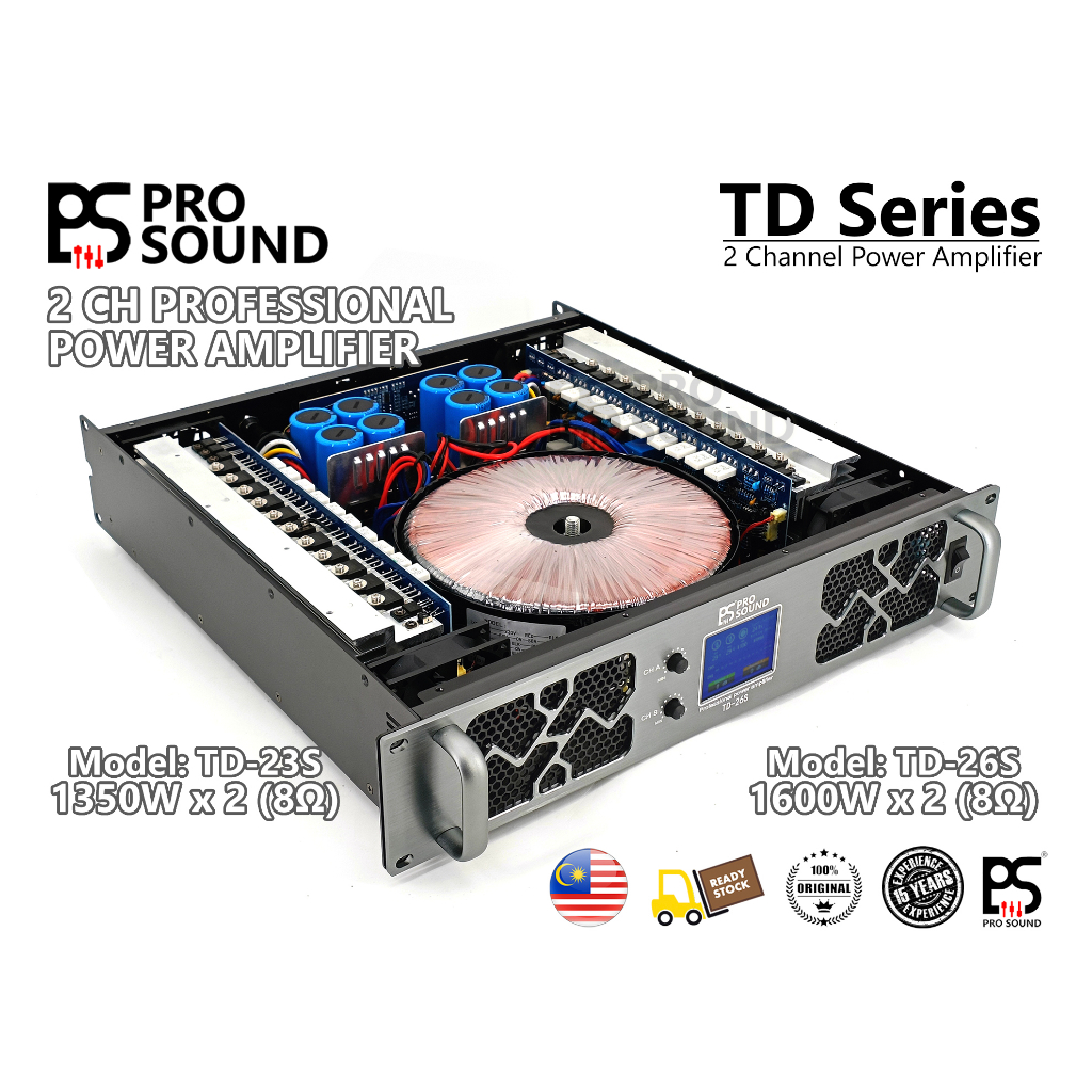 PS Pro Sound TD-23S (1350Wx2) / TD-26S (1600Wx2) Professional 2CH Power Amplifier Stage Audio DJ ...
