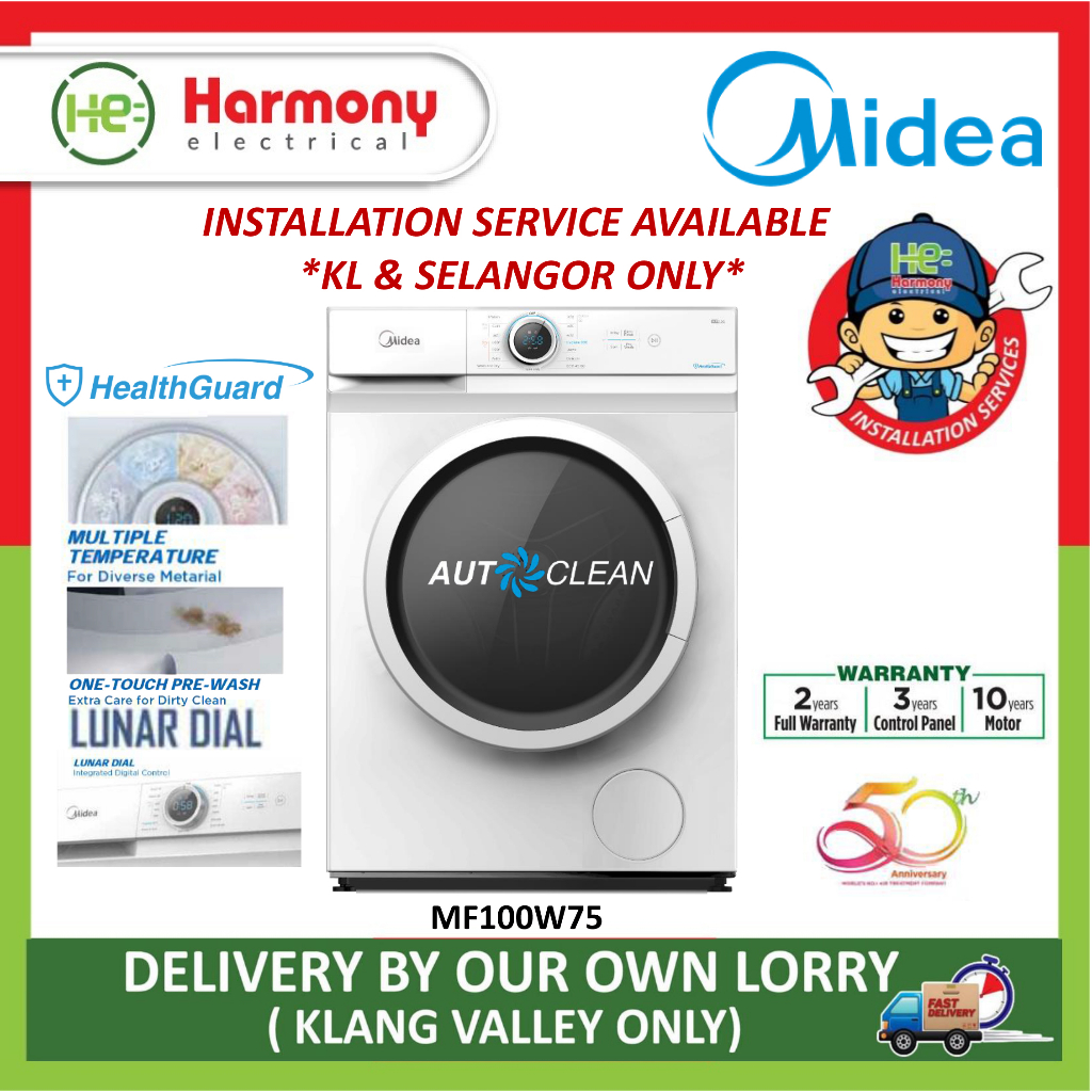 (FREE DELIVERY + INSTALL KL) MIDEA 7.5kg Front Load Washing Machine ...
