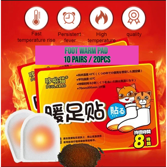 [Ready Stock] 10 Pairs=20pcs Winter Heat Feet Foot Warm Pad Body Warmer ...