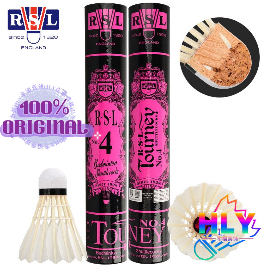 RSL No.4 Tourney Shuttlecock Badminton High Quality Duck Feather 100 ...