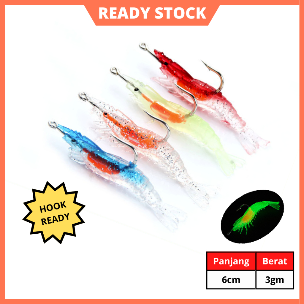 Soft Plastic Umpan Tiruan Casting Gewang Udang Palsu Fishing Lure Ikan ...