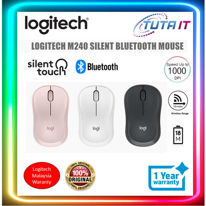 Logitech M240 Silent Bluetooth Mouse Wireless Compact, Portable, Smooth ...