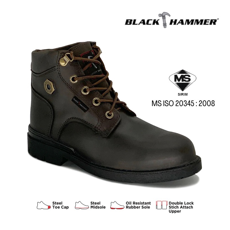 Black Hammer 4000 Series Mid Cut Safety Shoes BH4660 (SIRIM APPROVED ...