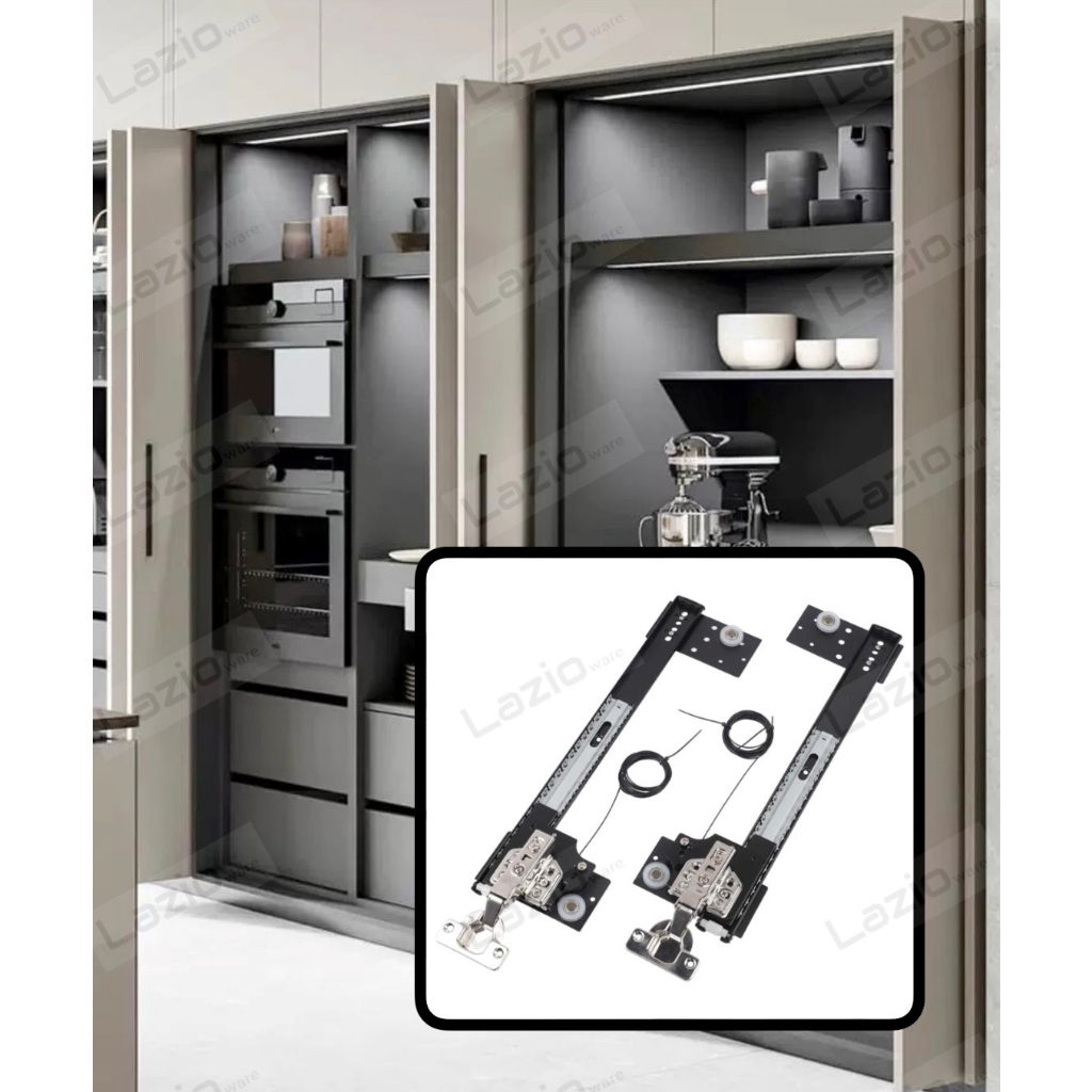 Cabinet pocket door slide hardware system soft close hinge | Shopee ...
