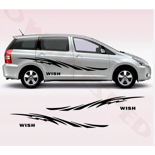 1 Set Car Body Both Side Stickers For Toyota WISH Racing Sport Stripes ...
