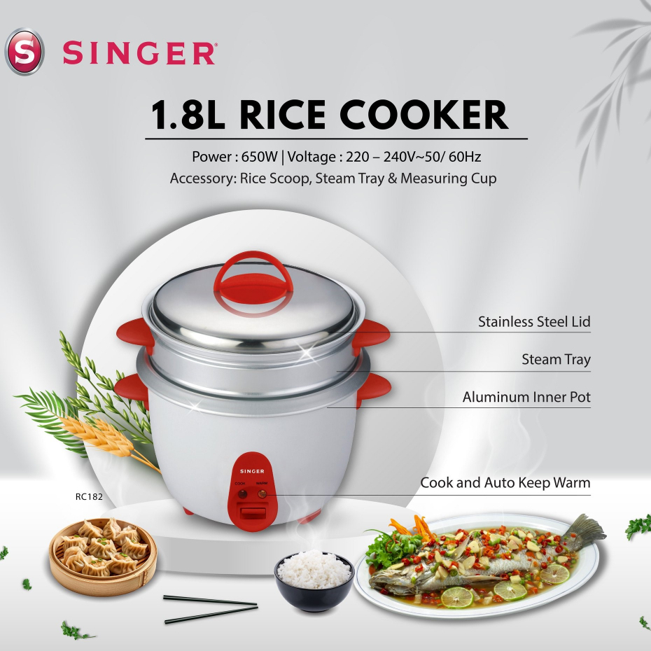 Singer RC182 Rice Cooker (1.8L) 电饭锅 Periuk Nasi Elektrik | Shopee Malaysia