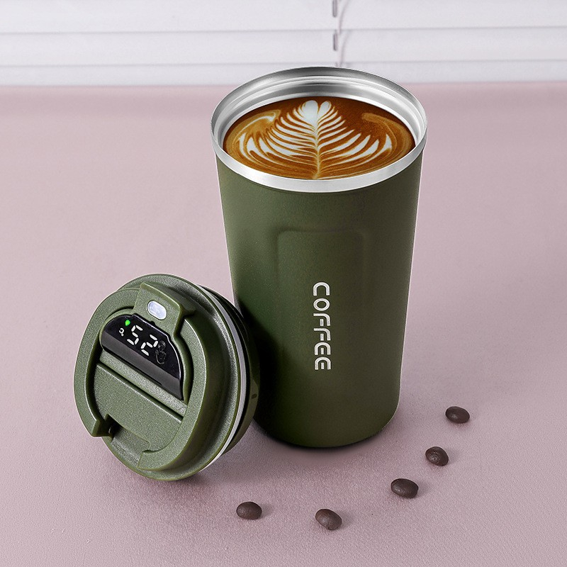 Portable Digital Coffee Mug Double Stainless Steel 510ML Travel Tumbler ...