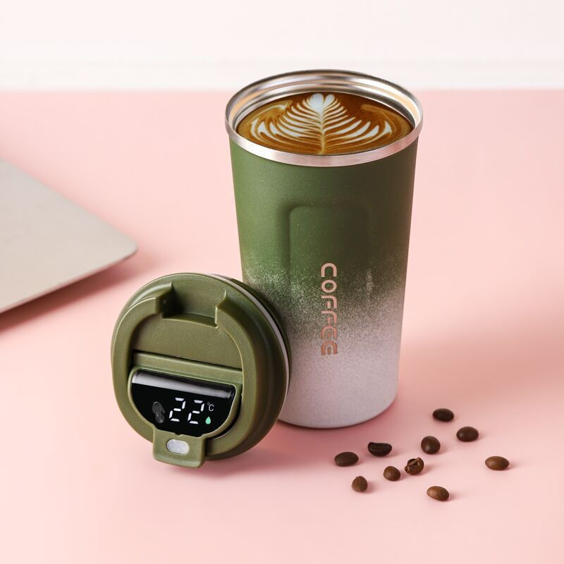 Portable Digital Coffee Mug Stainless Steel 510ML Travel Tumbler ...
