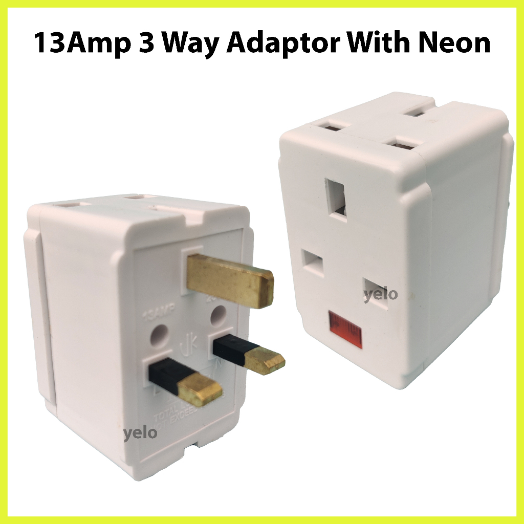 3 Way Adaptor 13A 3 pin Plug Adaptor Extension Socket Extension Plug ...