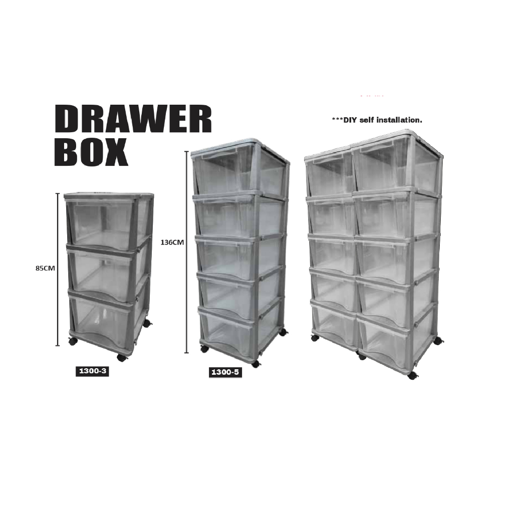 Drawer Box with Wheels [3 Tiers & 5 Tiers ] / Portable Drawer / Laci ...