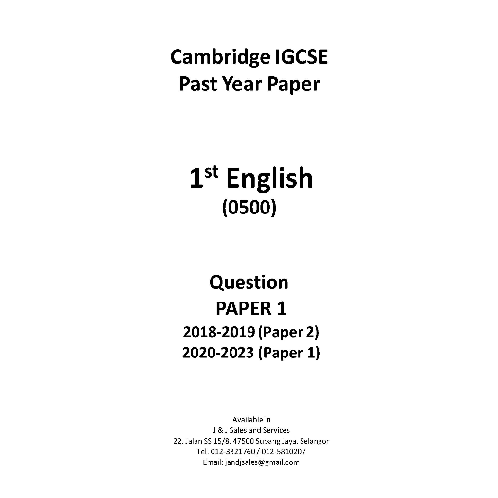 IGCSE First English (0500) Past Year Paper 2019-2024 | Shopee Malaysia