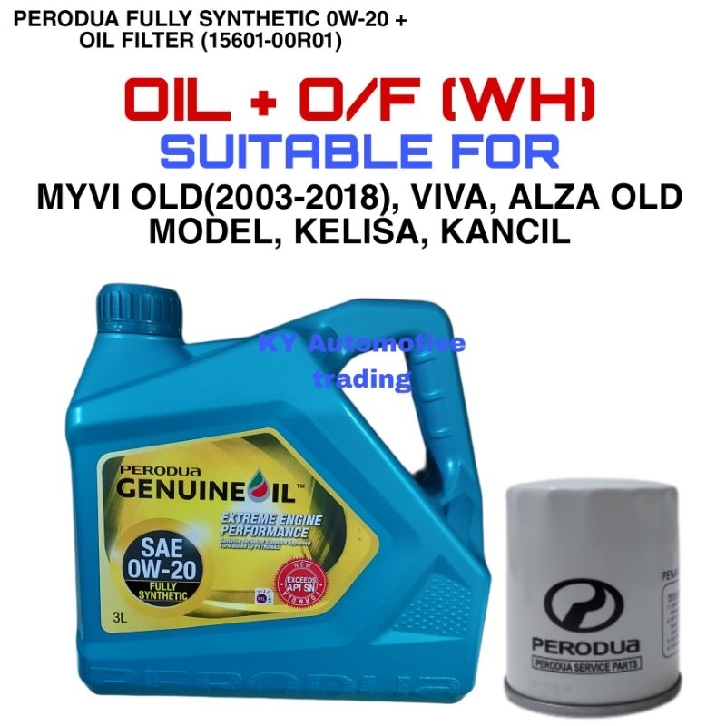 PERODUA 0W20 3L FULLY SYNTHETIC ENGINE OIL MINYAK HITAM ENJIN KERATA CAR PERODUA AXIA MYVI ALZA ...