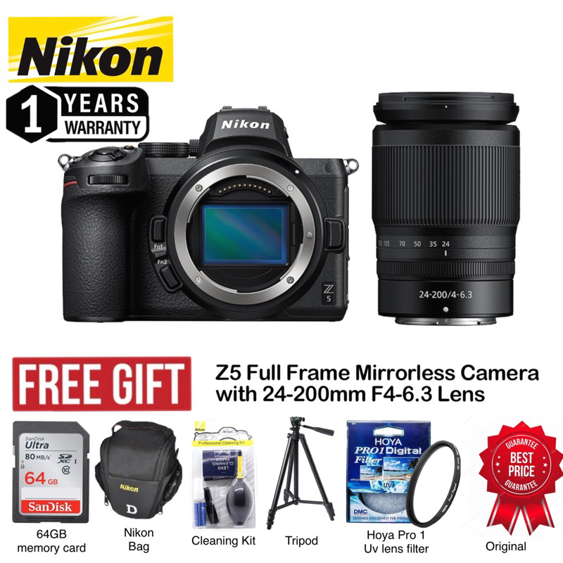 Nikon Z5 24-200mm Full Frame Free 64gb/bag/tripod/uv filter/cleaning ...