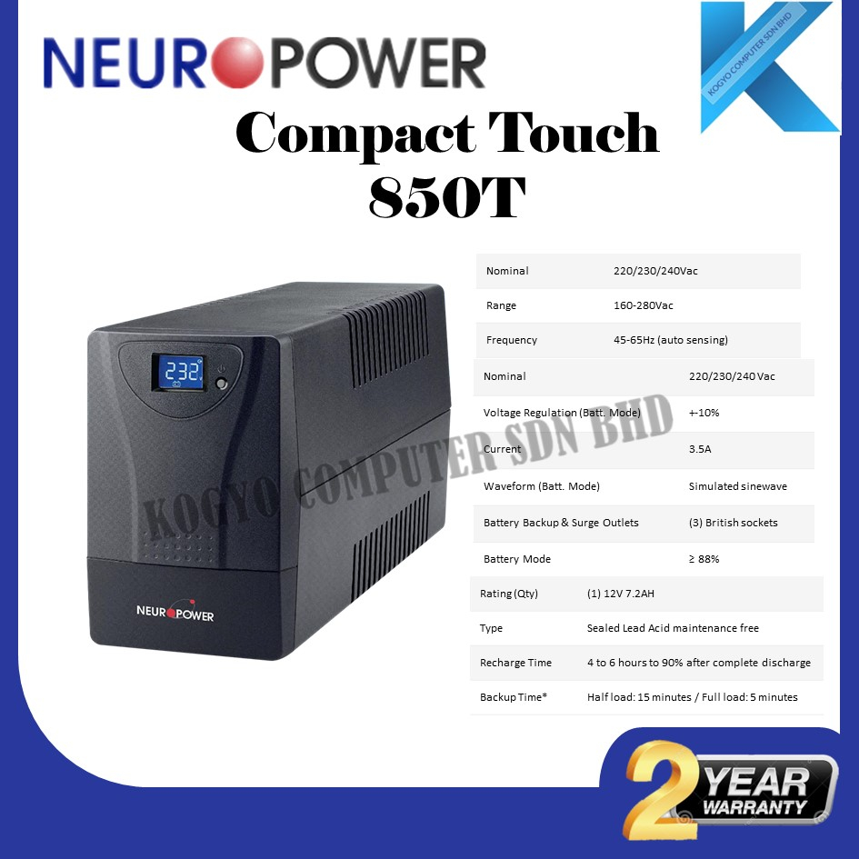 NeuroPower 800va UPS - Compact 800i-3UK / CITY / Compact Touch 850T | Shopee Malaysia