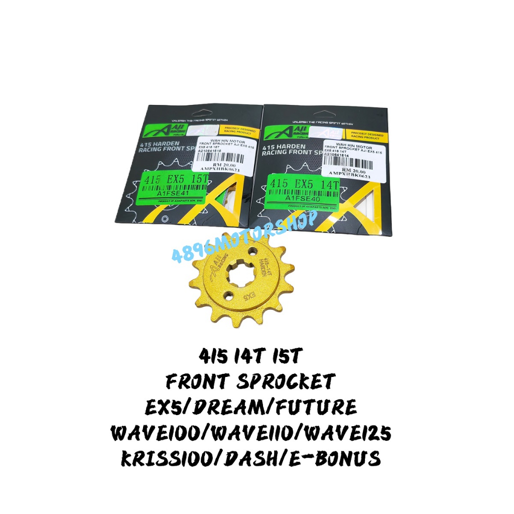 AJI RACING HARDEN 415 14T 15T GOLD FRONT SPROCKET SPOKET DEPAN EMAS EX5 ...
