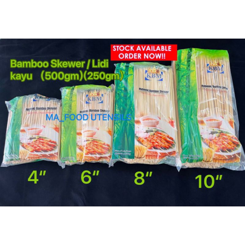 Bamboo Skewer / Satay Stick/ Lidi kayu 4"6"8"10" [500G][250G] | Shopee ...