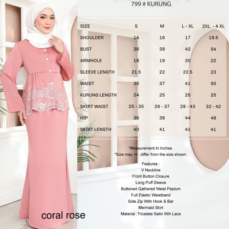 (S-XL) PINK / PEACH / DUSTY PINK TEMA BAJU KURUNG DRESS BRIDESMAID ...