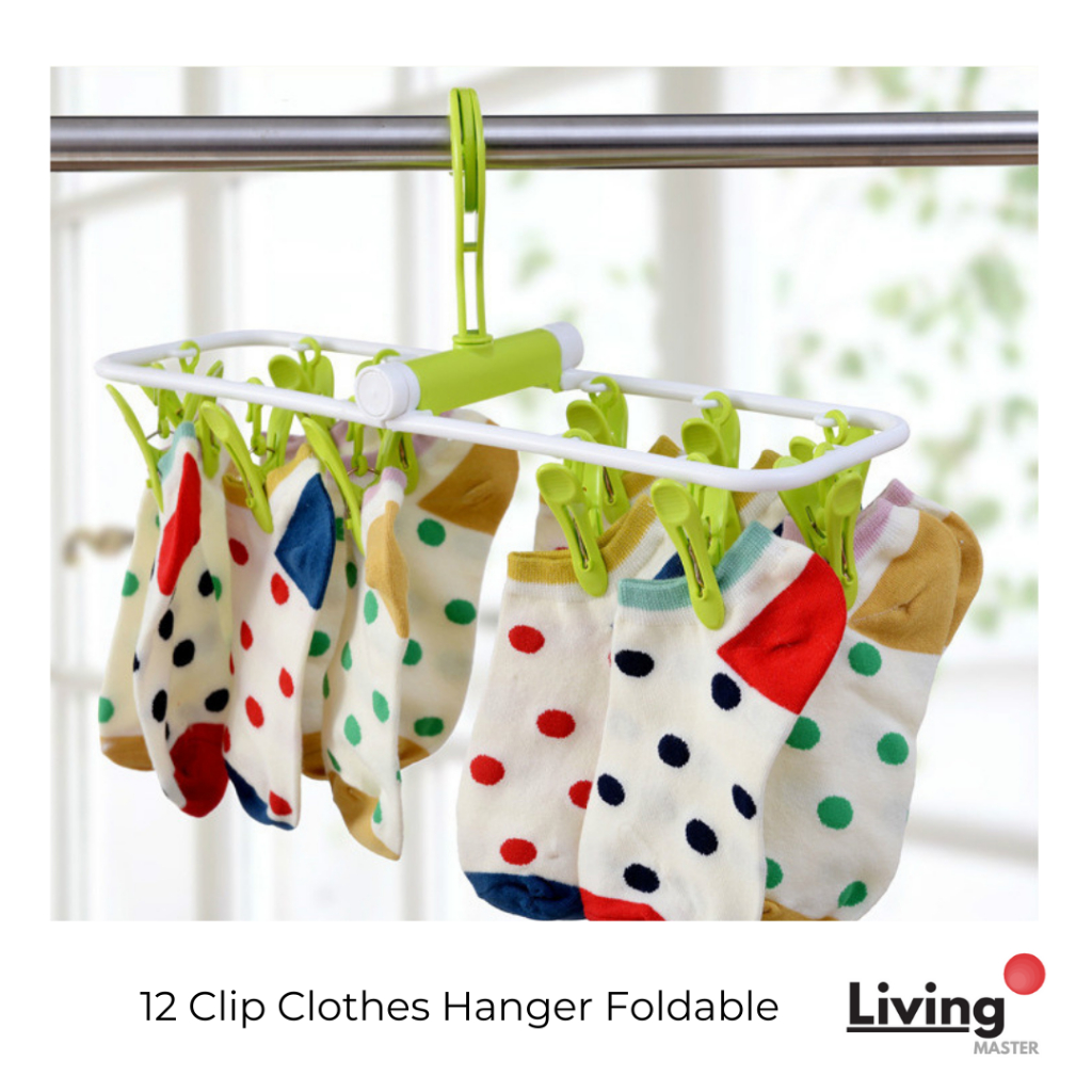 12 Clip Foldable Clothes Socks Hanger Clothes Pin Foldable Clothes ...