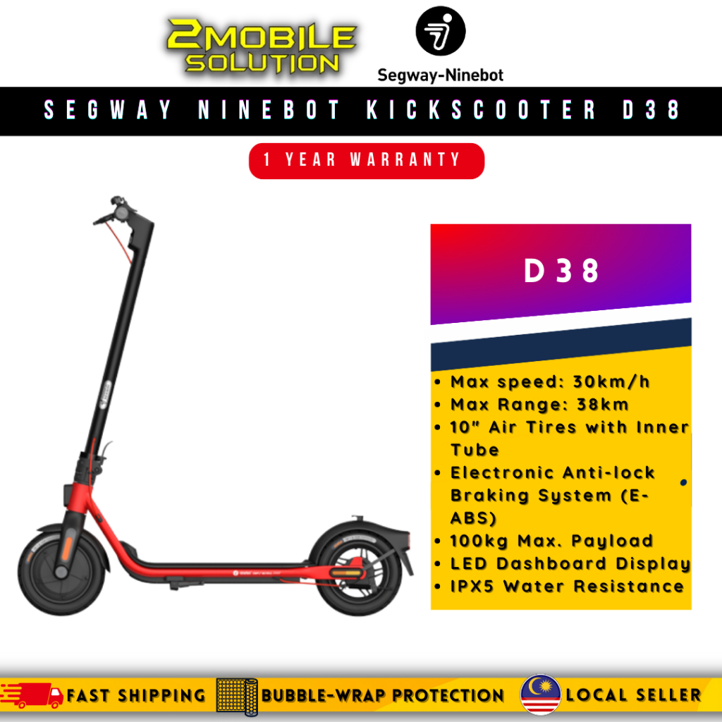 SEGWAY Ninebot KickScooter D38U Electric Scooter[30km/h Max. Speed I ...