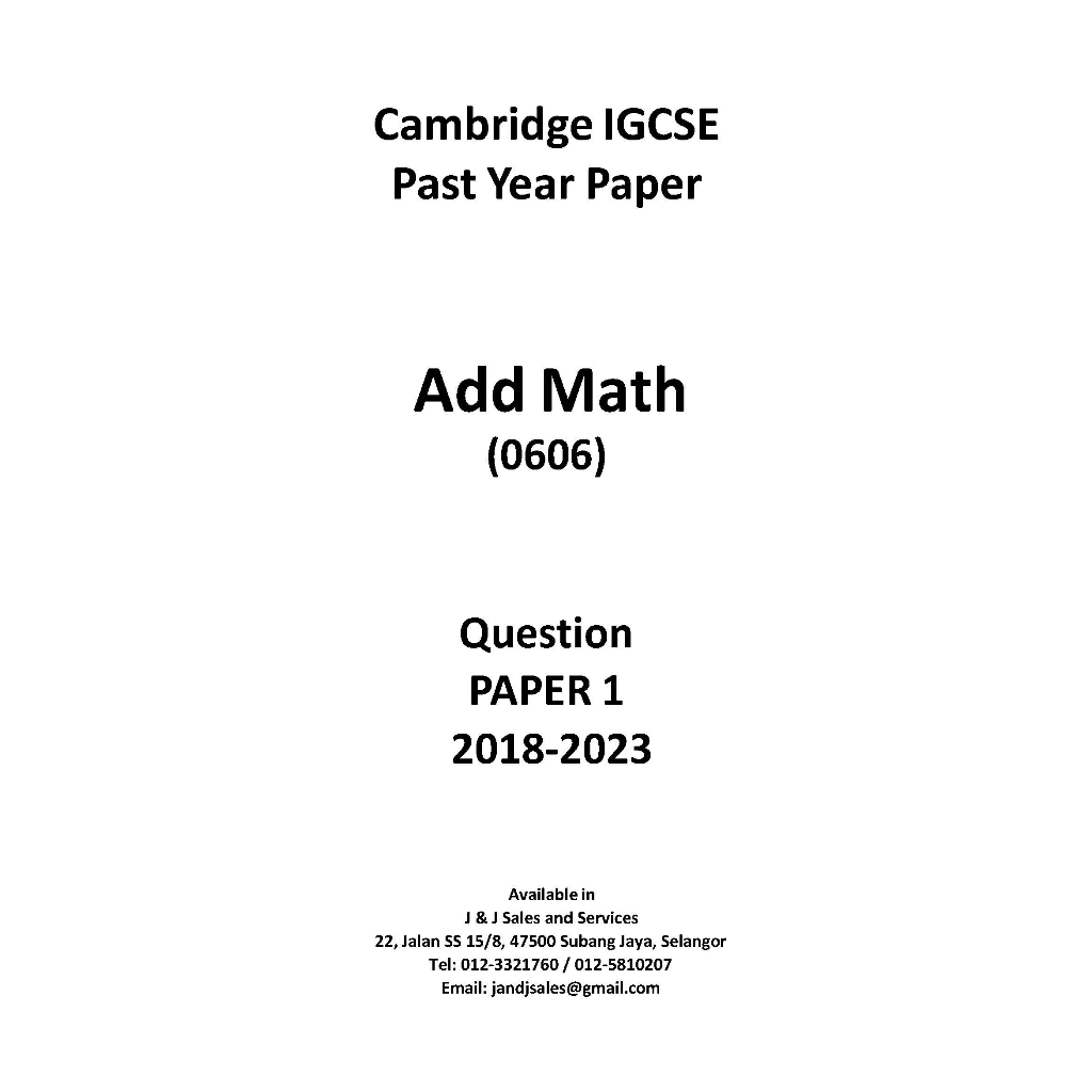 IGCSE Add Math (0606) Past Year Paper 2019-2024 | Shopee Malaysia