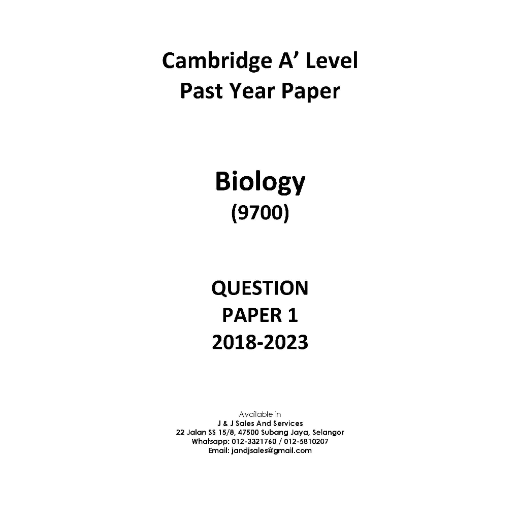 A Level Biology (9700) Past Year Paper 2018-2024 | Shopee Malaysia