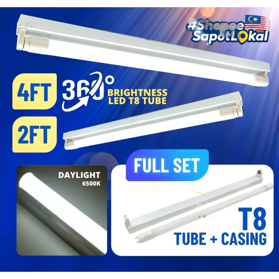 SIRIM[FULL SET] 2FT 4FT T8 Led Tube Light Lampu Kalimantang LED Set ...