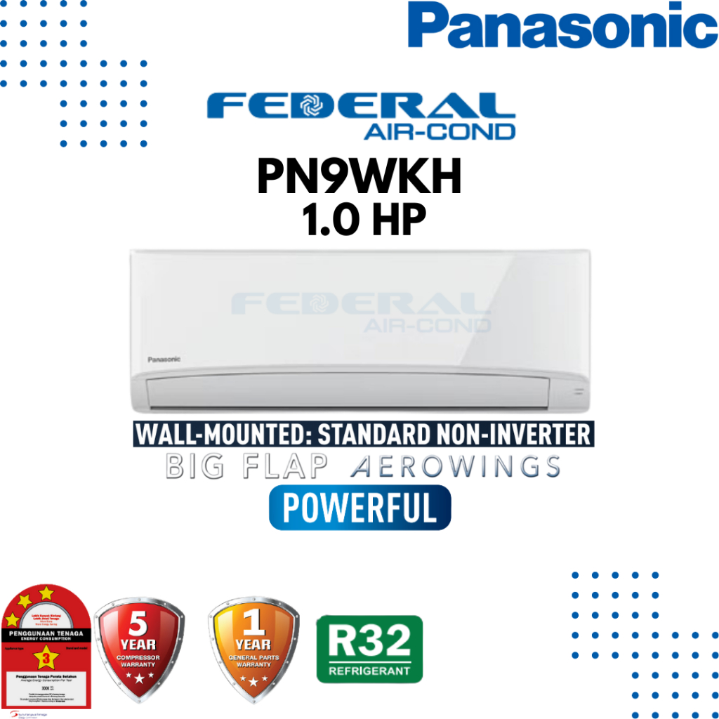 PANASONIC 1HP NON INVERTER AIR COND PN9WKH | Shopee Malaysia